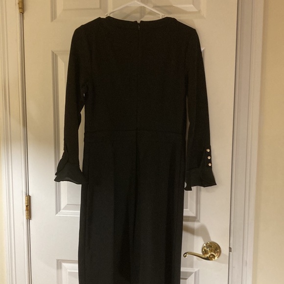 Talbots | Dresses | Nwt Talbots Black Sheath Dress With Long Flared ...